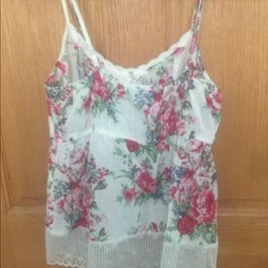 Tops | Loves 2 Love White Floral Spaghetti String Top | Poshmark